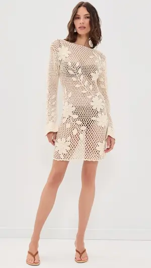 Agua Bendita Rosetta Handmade Crochet Mini Dress