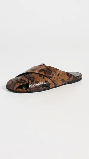 Proenza Schouler Slant Cross Slides In Embossed Python