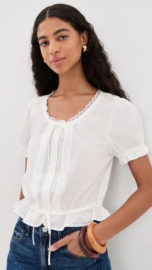 MOTHER The Love Letter Puff Blouse