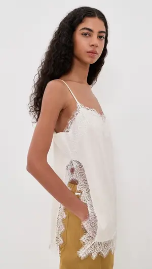 MOTHER The Sweet Talker Tank With Lace Trim