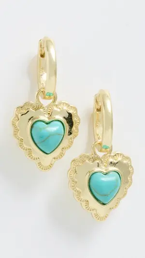 ADINA EDEN Heart Drop Huggie Earrings