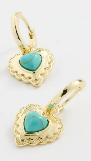 ADINA EDEN Heart Drop Huggie Earrings