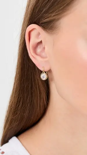 ADINA EDEN Rounded Bezel Fish Hook Huggie Earrings