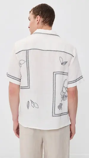WAX LONDON Didcot Linen Grid Flower Shirt