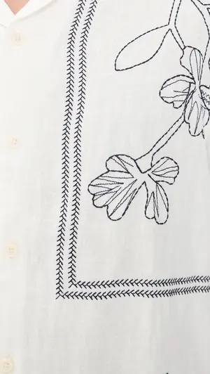 WAX LONDON Didcot Linen Grid Flower Shirt