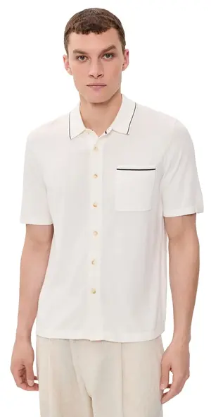 Rag & Bone Conrad Silk Blend Dalton Shirt - Chalk