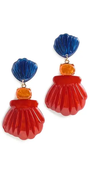 ADINA EDEN Seashell Gem Drop Earrings - Multi Color