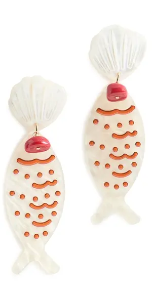 ADINA EDEN Fish Drop Earrings - Red