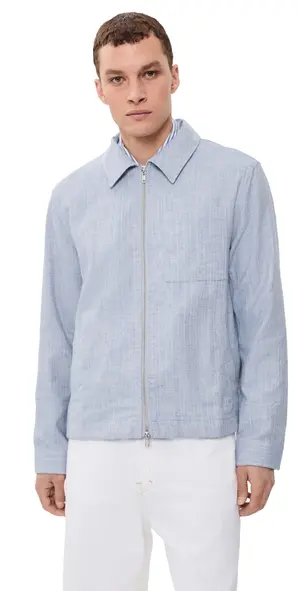 WAX LONDON Eldon Cotton Linen Herringbone Jacket - Light Blue