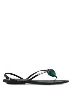 Alaïa Leather Sandals With An Appliqu - Black