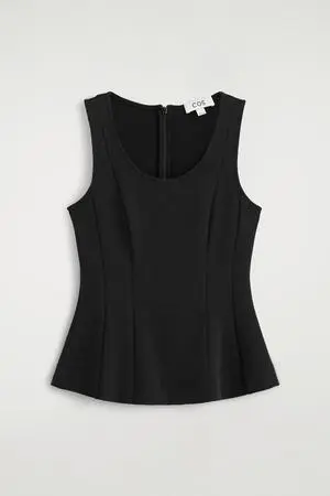 Cos Sculpted Paneled Jersey Top - Black