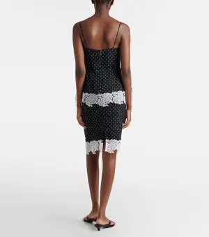 ROTATE BY BIRGER CHRISTENSEN Lace-trimmed Polka-dot Pencil Skirt
