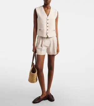BLAZÉ MILANO Selle Pleated Linen Shorts - Pink