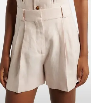 BLAZÉ MILANO Selle Pleated Linen Shorts - Pink