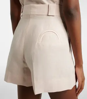BLAZÉ MILANO Selle Pleated Linen Shorts - Pink