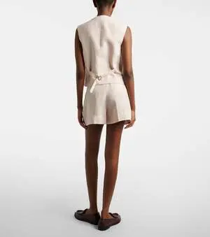 BLAZÉ MILANO Selle Pleated Linen Shorts - Pink