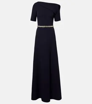 Safiyaa Stephanie Embellished Draped Crêpe Gown