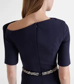 Safiyaa Stephanie Embellished Draped Crêpe Gown - Blue