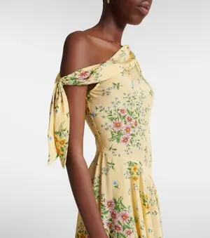RODARTE Asymmetric Floral Silk Midi Dress