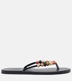 ANCIENT GREEK SANDALS Saionara Beaded Leather Thong Sandals