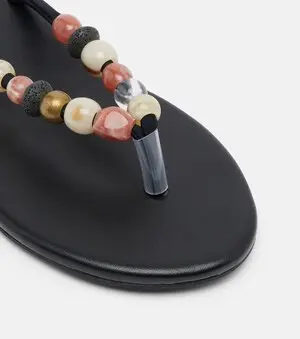 ANCIENT GREEK SANDALS Saionara Beaded Leather Thong Sandals