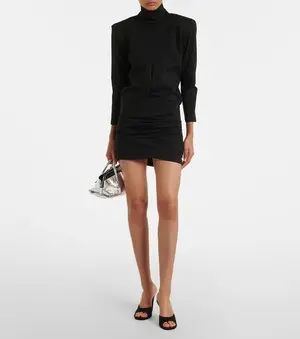 Attico Draped Turtleneck Jersey Minidress