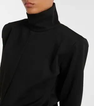 Attico Draped Turtleneck Jersey Minidress