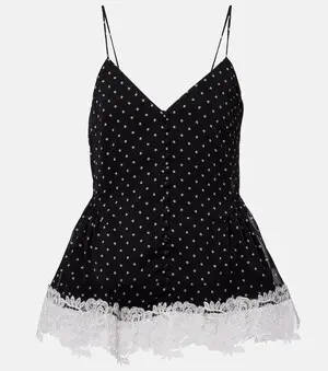 ROTATE BY BIRGER CHRISTENSEN Lace-trimmed Polka-dot Camisole