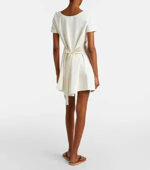 Miu Miu Leather-trimmed Cotton Jersey Mini Dress