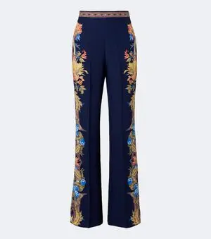 Etro Silk Straight Pants - Blue