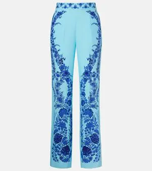 Etro Floral Silk Straight Leg Trousers - Multicoloured