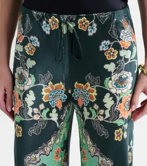 Roberto Cavalli Floral Silk Satin Flared Pants