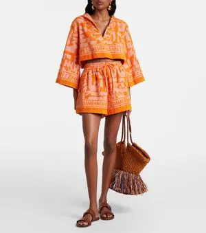 Zimmermann Solstice Towelling Cotton Terry Crop Top