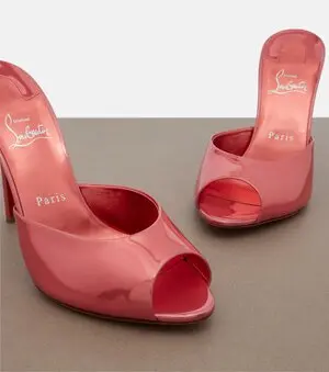 CHRISTIAN LOUBOUTIN Me Dolly Laminated Leather Mules - Pink
