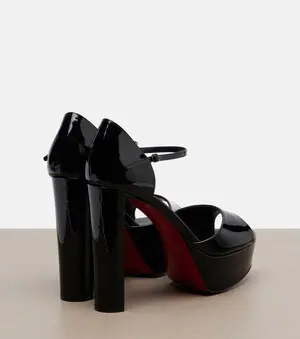 CHRISTIAN LOUBOUTIN Patent Leather Platform Sandals - Black