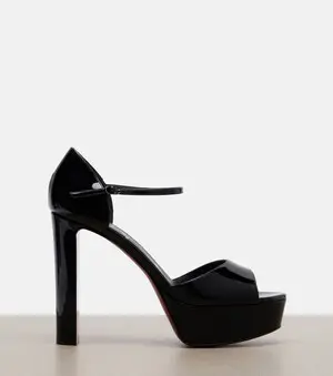 CHRISTIAN LOUBOUTIN Patent Leather Platform Sandals - Black