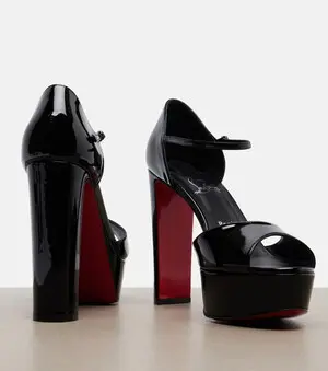 CHRISTIAN LOUBOUTIN Patent Leather Platform Sandals - Black