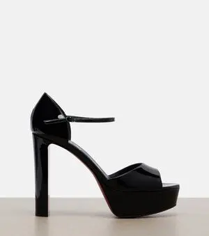 CHRISTIAN LOUBOUTIN Patent Leather Platform Sandals - Black