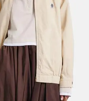Prada Oversized Cotton Blouson Jacket With Leather Trim