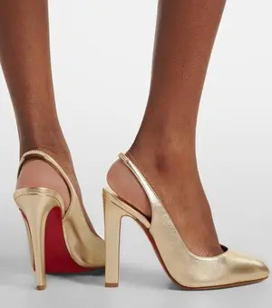 CHRISTIAN LOUBOUTIN Metallic Leather Slingback Pumps