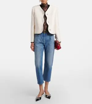 Valentino Garavani Cropped Faded Straight Jeans