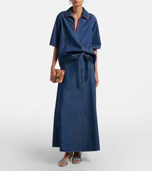 Valentino Garavani Chambray Midi Skirt