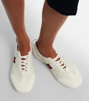 Gucci Suede And Leather Lace-up Sneakers