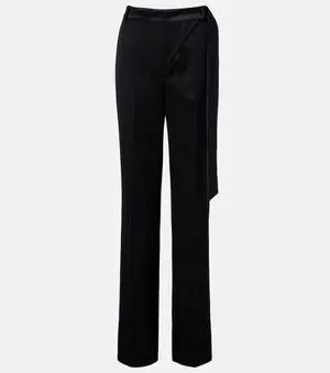 Attico Virgin Wool Wide-leg Pants - Black