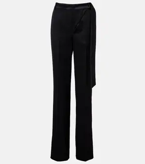 Attico Virgin Wool Wide-leg Pants - Black