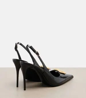 Dolce & Gabbana Patent Leather Pointed Toe Slingback Pumps - Black