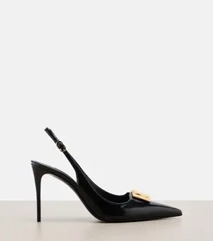 Dolce & Gabbana Patent Leather Pointed Toe Slingback Pumps - Black