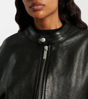 Gucci Web Stripe Leather Biker Jacket