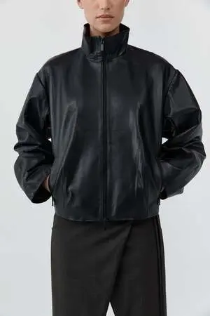 ST. AGNI Cocoon Zip Leather Jacket