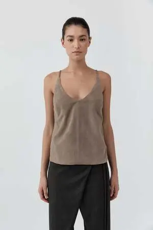 ST. AGNI Pre-order: Suede Low Back Tie Top